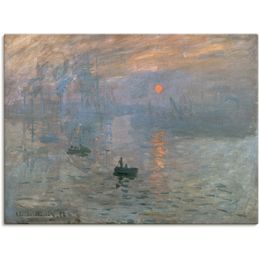 Wandbild Artland, B:80cm H:60cm T:1,8cm, blau, Leinwand, Wohnzimmer, Bilder, "Impression (Sonnenaufgang). 1872", als Leinwandbild, Poster in