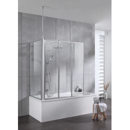 Badewannenaufsatz Welltime, B:120cm H:140cm T:73,5cm, grau, Duschw&auml;nde, "Summer 3-teilig + feste Seitewand", Deckenh&ouml;he bis 240cm geeignet, Glaswand
