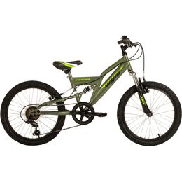 WYLD Kinderfahrrad "Kinder-Mountainbike Fully 20'' Zodiac grün 6 Gänge RH 31 cm", 31cm, 20 Zoll (50,80cm) hinten: 20 Zoll (50,80cm), grün, Fahrräder