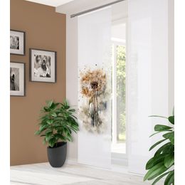 Schiebegardine HOME IN GREEN, B:60cm H:245cm, beige, Polyester, Wohnzimmer, Gardinen, "AMARANDE", Bambusoptik, recycelt, Digitaldruck