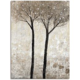 Wandbild Artland, B:60cm H:80cm T:1,8cm, grau, Leinwand, Wohnzimmer, Bilder, "Bl&uuml;hender Baum II", auf Holzrahmen gespannt