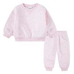 Nike Sportswear Mädchen Jogginganzug "NKN ESSENTIAL FLEECE CREW SET", rosa, Gr. 86, Obermaterial: 60% Baumwolle, 40% Polyester, Sportanzüge, für Babys