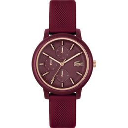 Lacoste Damen Multifunktionsuhr "Lacoste.12.12 LADIES MULTI", rot, Armbanduhren, Quarzuhr, Armbanduhr, Damenuhr, Datum, Silikonarmband