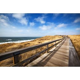 A.S. Cr&eacute;ation A.S. CR&Eacute;ATION Vliestapete "Strand-Tapete D&uuml;nen Holzweg Blau Beige Fototapete", B/L: 2,5m x 3,75m, Rollen: 1, braun, Wohnzimmer, Tapeten