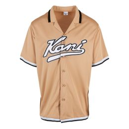 Langarmhemd Karl Kani "Karl Kani Herren KM214-018-1 Varsity Baseball Shirt sand", Herren, Gr. XL, US-Gr&ouml;&szlig;en, sand, 100% Polyester, normal, Hemden