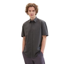 Herren Kurzarmhemd, grau, Gr. M, Tom Tailor Denim, gepunktet, Obermaterial: 100% Baumwolle, Hemden, mit Muster