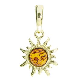 OSTSEE-SCHMUCK Damen Kettenanh&auml;nger "OSTSEE-SCHMUCK Anh&auml;nger Sonne 14 mm Anh&auml;nger Sonne 14 mm", 24x14mm, Silber 925 (Sterlingsilber), 1,5 g, gelb,