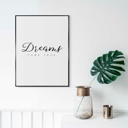 Poster Reinders, B:30cm H:40cm T:1,6cm, schwarz, MDF, Schlafzimmer, Bilder, "Dreams come true"