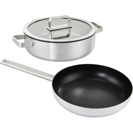 Hanseatic Pfannen-Set "PREMIUM"silberfarben, Pfannen, mit Antihaftbeschichtung, f&uuml;r alle Herdarten, Induktion