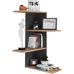 Wandregal Vcm, B:45cm H:77cm T:45cm, braun, Wohnzimmer, Regale, "Holz Wandregal Hängeregal Eckregal Regal Balos"