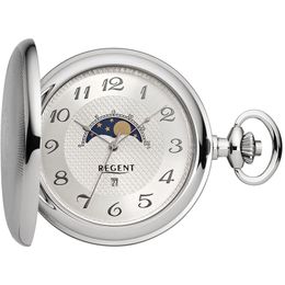 Regent Uhren REGENT Damen Taschenuhr "P730", silber, Taschenuhren, Quarzuhr, Herrenuhr, Mondphase, Datum, Acrylglas