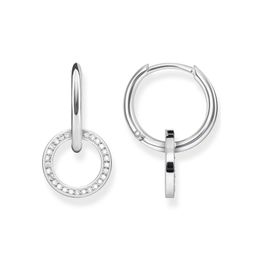 Thomas Sabo Damen Paar Creolen "Kreis", Silber 925 (recycelt), bunt, Silber 925 (recycelt), Ohrringe, mit Zirkonia (synth.) - Einh&auml;nger abnehmbar
