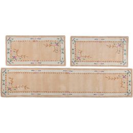 Bettumrandung Theko, H:14mm, beige, Obermaterial: 100% Schurwolle, Schlafzimmer, Bettumrandungen, "Lifou", L&auml;ufer-Set, Kurzflor, reine Schurwolle,