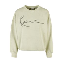 Karl Kani Damen Sweatshirt "Karl Kani Damen KW222-052-1 Signature Washed Crew"dusty gr&uuml;n, Gr. XS, 80% Baumwolle, 20% Polyester, Sweatshirts