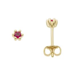 Firetti Damen Paar Ohrstecker "Schmuck Geschenk Gold 333 Ohrschmuck Farbstein Edelstein Rubin", 3mm, Gelbgold 333, gold, Gelbgold 333, Ohrringe, mit