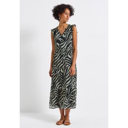 Street One Damen Maxikleid, gr&uuml;n, Gr. 44, bedruckt, Stoff, Obermaterial: 100% Polyester; Unterkleid: 100% Modal, Kleider, soft und trageangenehm