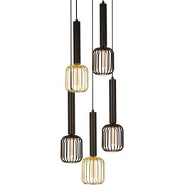 Searchlight H&auml;ngeleuchte "Dulwich 5Lt Multi-Drop Pendant - Black Metal", 5, &Oslash; 30cm H: 90cm, 1 Stk., schwarz, Wohnzimmer, Leuchten