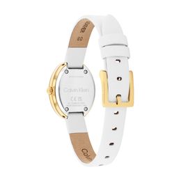 Calvin Klein Damen Quarzuhr "TWISTED BEZEL", gold, Armbanduhren, Armbanduhr, Damenuhr, Lederarmband, analog, Glaskristalle