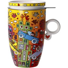 Goebel Tasse "Rizzi", 14cm, bunt, Trinkgefäße, Pop Art, Teetasse, James Rizzi - Not Getting Around the Traffic