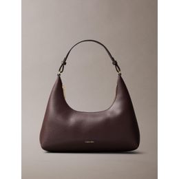 Calvin Klein Damen Schultertasche "FOIL LOGO SHOULDER BAG"fudge, espresso, Lederimitat, unifarben, Taschen, Henkeltasche, Damen Handtasche, Hobo bag