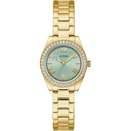 Guess Damen Quarzuhr "MINI LUNA GLITZ", gold, Armbanduhren, Armbanduhr, Damenuhr, Edelstahlarmband
