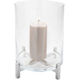 Fink Windlicht "YONO, Weihnachtsdeko", B/H/T: 26cm x 35cm x 26cm, silber, Garten, Kerzenhalter, aus Edelstahl und Glas