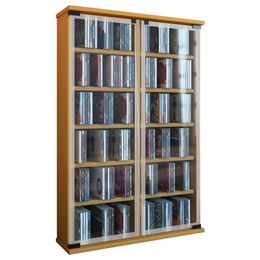Media-Regal Vcm, B:60 H:92 T:18, braun, Regale, "Holz CD DVD Stand Regal Schrank Galerie Glastür"