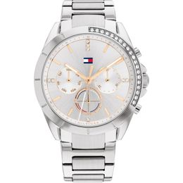 Tommy Hilfiger Damen Multifunktionsuhr "KENNEDY", silber, Armbanduhren, Quarzuhr, Armbanduhr, Damen, Datum, Glaskristalle, Edelstahlarmband