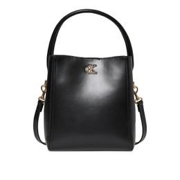 Calvin Klein Damen Umhängetasche "CK BUCKET WITH STRAP", schwarz, Lederimitat, unifarben, Taschen, Schultertasche, Damen Handtasche mit CK-Logo