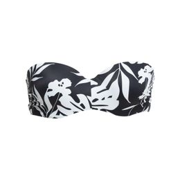Roxy Damen Bandeau-Bikini-Top "Roxy Love The Beach Vibe", schwarz-wei&szlig;, Gr. M, 74% Nylon, 26% Elasthan, Bikini-Oberteile