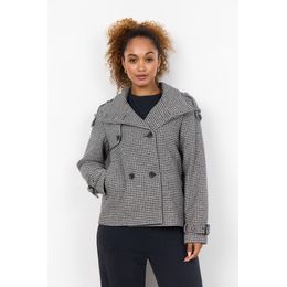 soyaconcept Damen Kurzjacke "SC-FELISIA 1", schwarz, Gr. L, Hahnentrittmuster, gemustert, Web, Obermaterial: 52% Polyester, 30% Wolle, 11% sonstige
