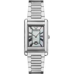 Emporio Armani Damen Quarzuhredelstahlfarben, Armbanduhren, Armbanduhr, Damenuhr, Herrenuhr, Edelstahlarmband, analog, Tag