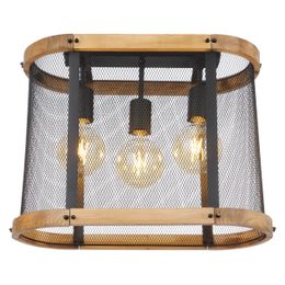 Globo LIGHTING Deckenleuchte "JEANIE", schwarz, 1 Stk., Leuchten, Deckenlampe/Holz/schwarz/Wohnzimmer/Metallgeflecht, Deckenleuchte