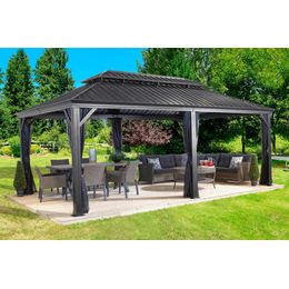 Pavillon Sojag, grau, Garten, Pavillons, "Gazebo Messina", BxT: 363x598 cm, mit 6 Moskitonetzen