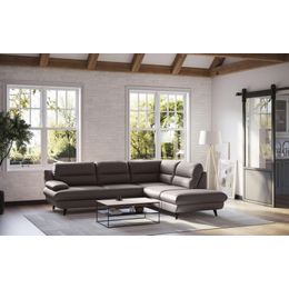 Ecksofa COTTA, B:266cm T:217cmcocoa, GEDECKTES RINDSLEDER, Wohnzimmer, Sofas, "Pike L - Form"