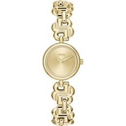 BOSS Damen Quarzuhr "DOUBLE B DRESSY", gold, Armbanduhren, Armbanduhr, Damenuhr, Edelstahlarmband, analog