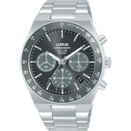 Lorus Damen Chronograph, silber, Armbanduhren, Armbanduhr, Solar, Herrenuhr, Edelstahlarmband, Datum, Stoppfunktion