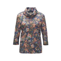 GOLDNER Damen Print-Shirt "Modernes Druckshirt mit angesagtem Rollkragen", blau, Gr. 38, Obermaterial: 90% Polyester PES. 10% Schurwolle WV., Shirts