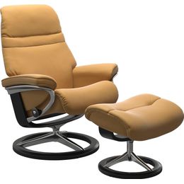 Relaxsessel stressless, B:83cm H:105cm T:74cm, gelb, Wohnzimmer, Sessel, "Sunrise", mit Signature Base, Größe M, Gestell Schwarz, in 2