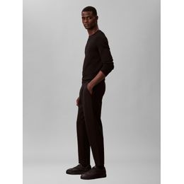 Bundfaltenhose Calvin Klein, Herren, Gr. M, N-Gr, schwarz, Web, Obermaterial: 69% Viskose, 27% Polyamid, 4% Elasthan, unifarben, slim fit lang, Hosen, elastischer Bund, Slim fit, Bundfalte