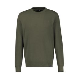 Lerros Herren Strickpullovernordic olive, Gr. XXL, unifarben, Strick, Obermaterial: 100% Baumwolle, Pullover, mit Logo Stickerei