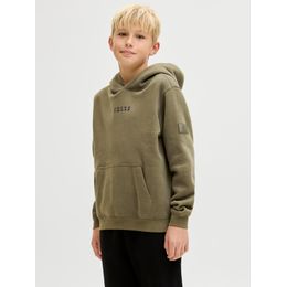 Jack & Jones Kinder Kapuzensweatshirt "JCOPOINT SWEAT BADGE HOOD JNR"grape leaf print:jnr, Gr. 140, JACK & JONES JUNIOR, bedruckt, angeraute Sweatware,