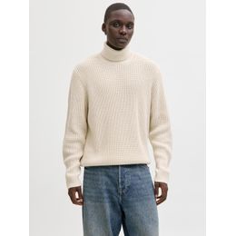 Jack & Jones JACK & JONES Herren Rollkragenpullover "JORBLEECKER KNIT ROLL NECK BF"sea salt, Gr. M, unifarben, Strick, Obermaterial: 65% Polyacryl, 35% Baumwolle,