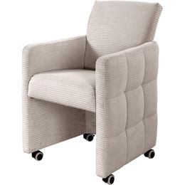 Esszimmersessel, B:64cm H:90cm T:72cm, beige, exxpo - SOFA FASHION, Sessel, "Barista, Loungesessel auf Rollen mit hoher Bodenfreiheit", Barista
