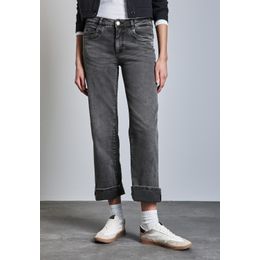 Street One Damen Straight-Jeans, grau, Gr. 33, unifarben, Jeans, 98% Baumwolle, 2% Elasthan, Jeans, Middle Waist