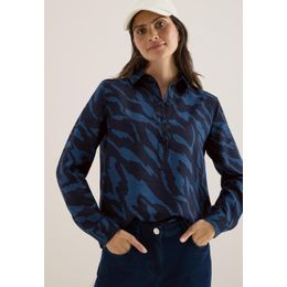 Cecil Damen Hemdbluseurban dunkelblau, Gr. XL, bedruckt, Web, Obermaterial: 85% Viskose, 15% Polyamid, Blusen, mit All-Over Print