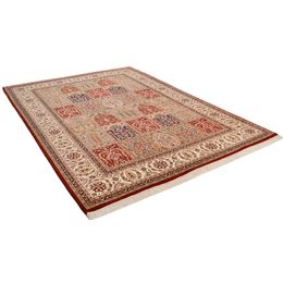 Orientteppich Theko, B:70cm H:12mm L:140cm, rot, Schurwolle, Seide, Teppiche, "Baktyari N", handgekn&uuml;pft, Material: 80% Wolle, 20% Seide, mit Fransen