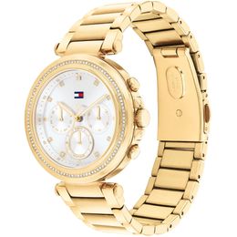 Tommy Hilfiger Damen Multifunktionsuhr "EMILY", gold, Armbanduhren, Quarzuhr, Armbanduhr, Damen, Datum, Glaskristalle, Edelstahlarmband