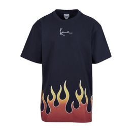 T-Shirt Karl Kani "Karl Kani Herren KM233-002-1 KK Small Signature Flame Tee", Damen, Gr. M, schwarz, 100% Baumwolle, bedruckt, oversize, Rundhals, Shirts T-Shirt