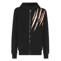 Plein Sport Jungen Kapuzensweatjacke "Scratch", silber, Gr. L, Obermaterial: 88% Baumwolle, 12% Polyester, Sweatjacken